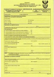 Certificate Of Compliance R550 | Call Now For Your COC 087 655 0596